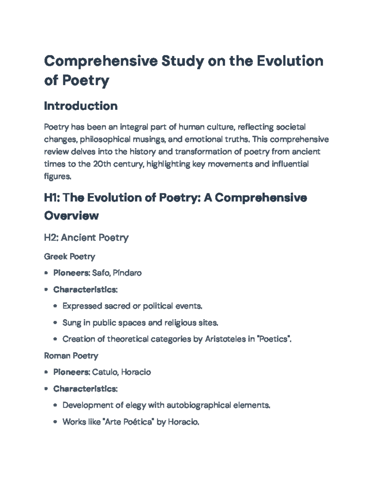 Evolution of Poetry: A Comprehensive Study (ENG 101) - Comprehensive ...