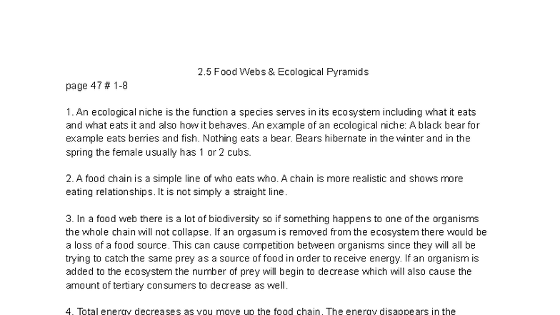 2.5 Science Notes: Food Webs & Ecological Pyramids Insights - Studocu
