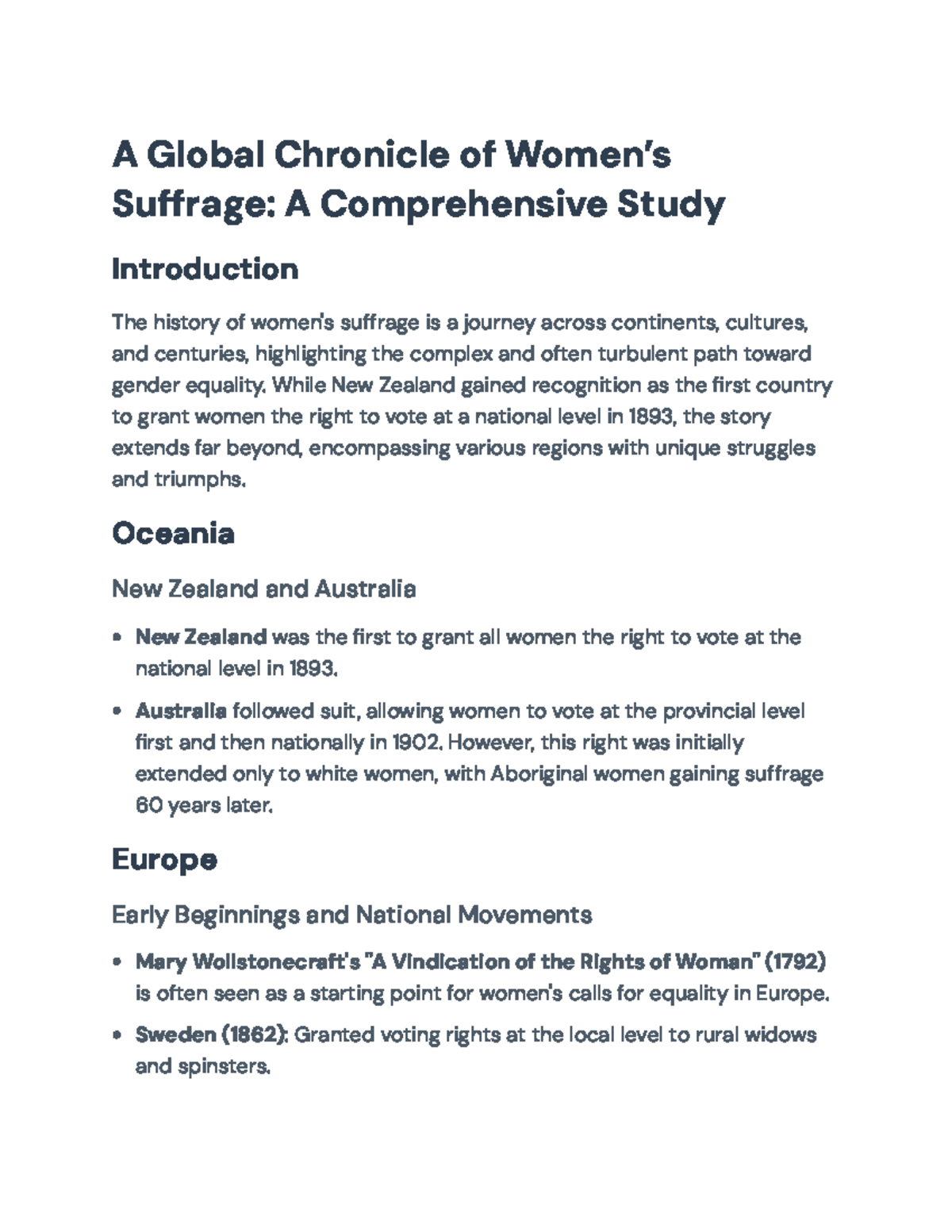 Global Women's Suffrage History: A Comprehensive Study across Regions ...