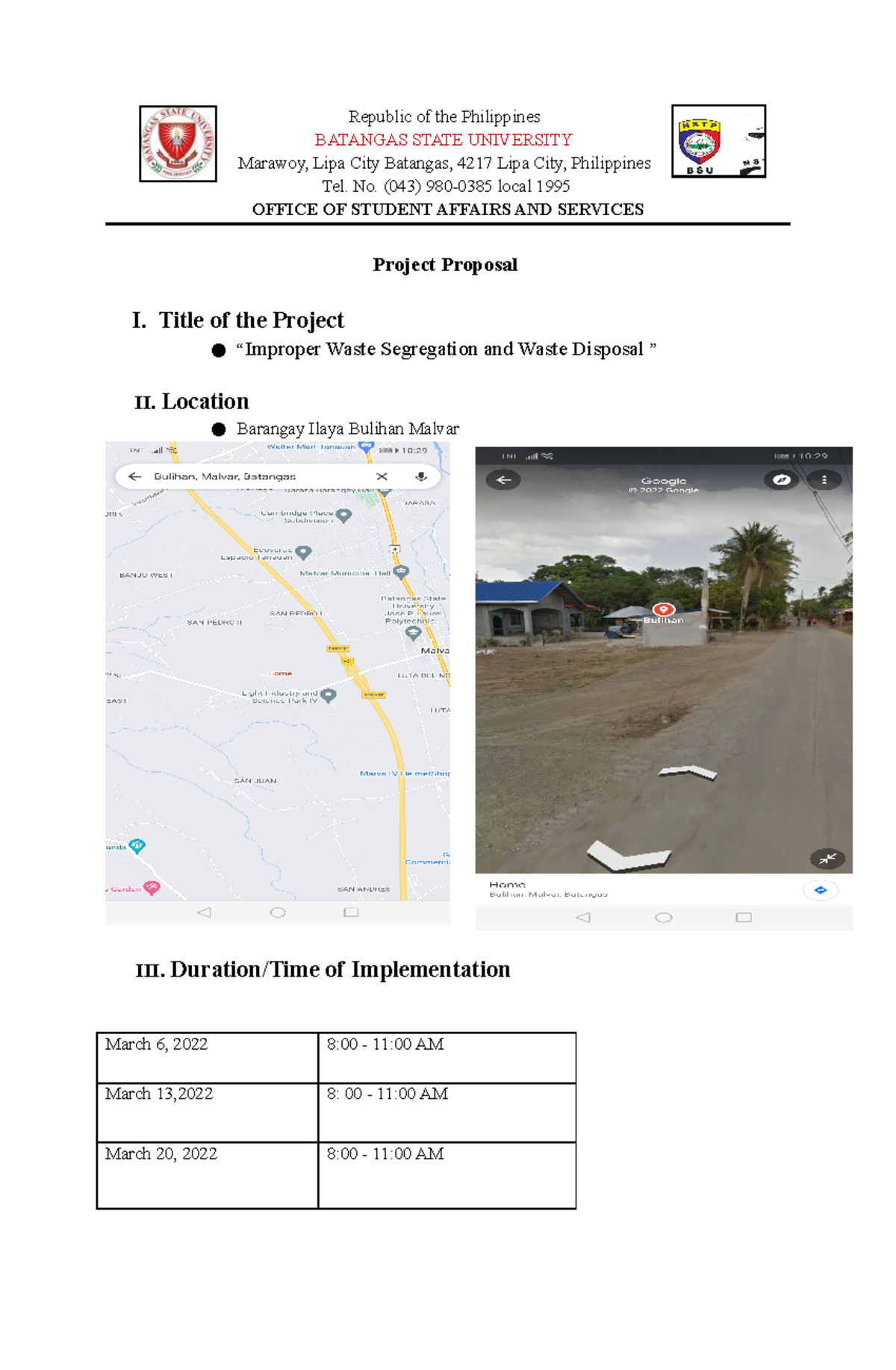 Sample-Project-Proposal CWTS - Republic of the Philippines BATANGAS ...