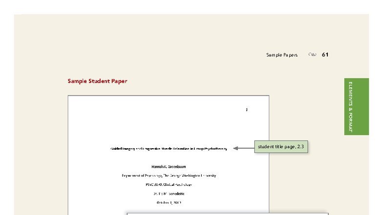 Sample Papers: Elements Format for Student Papers (7th Ed.) - Studocu