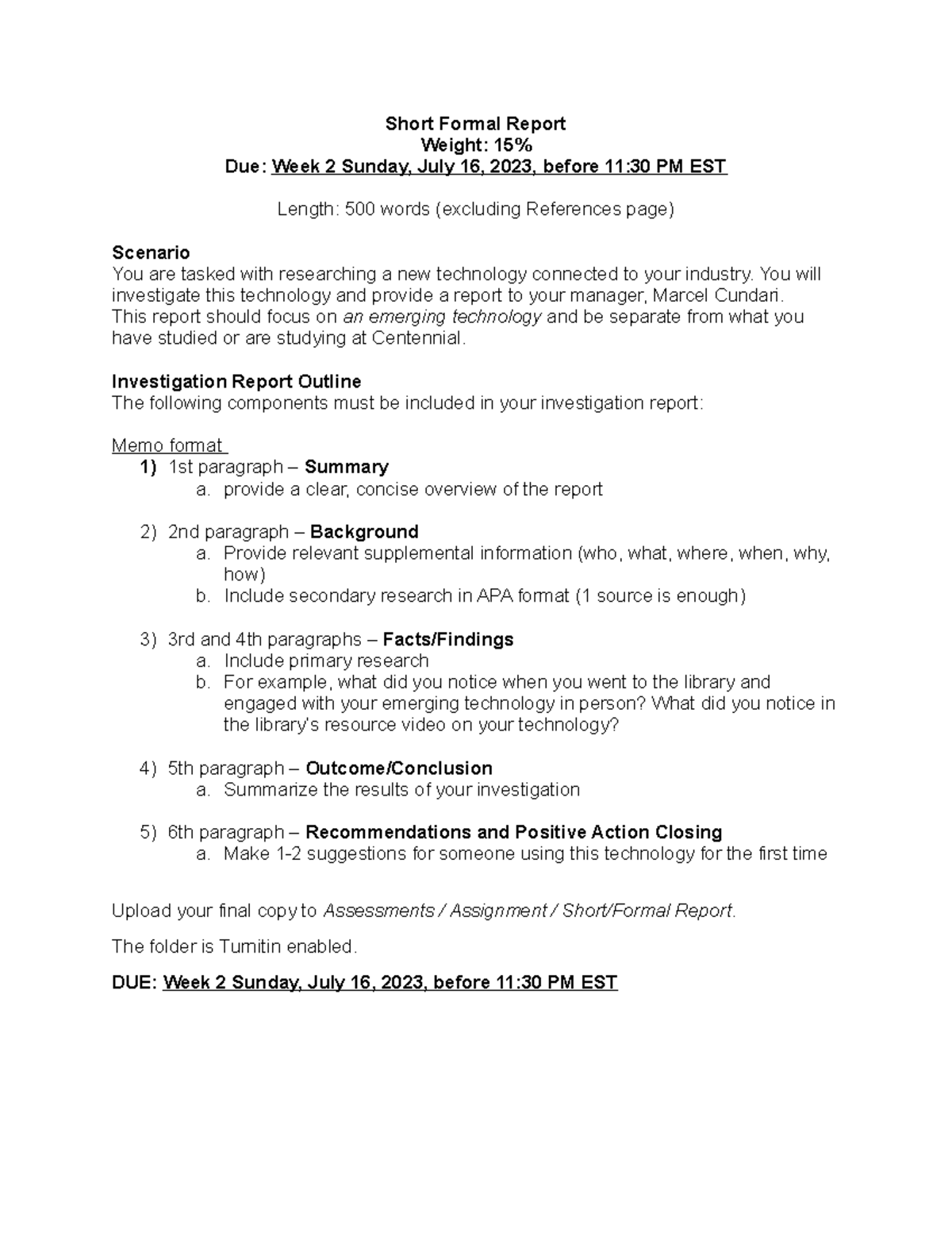 Short Formal Report Instructions for 2023: Key Components & Tips - Studocu