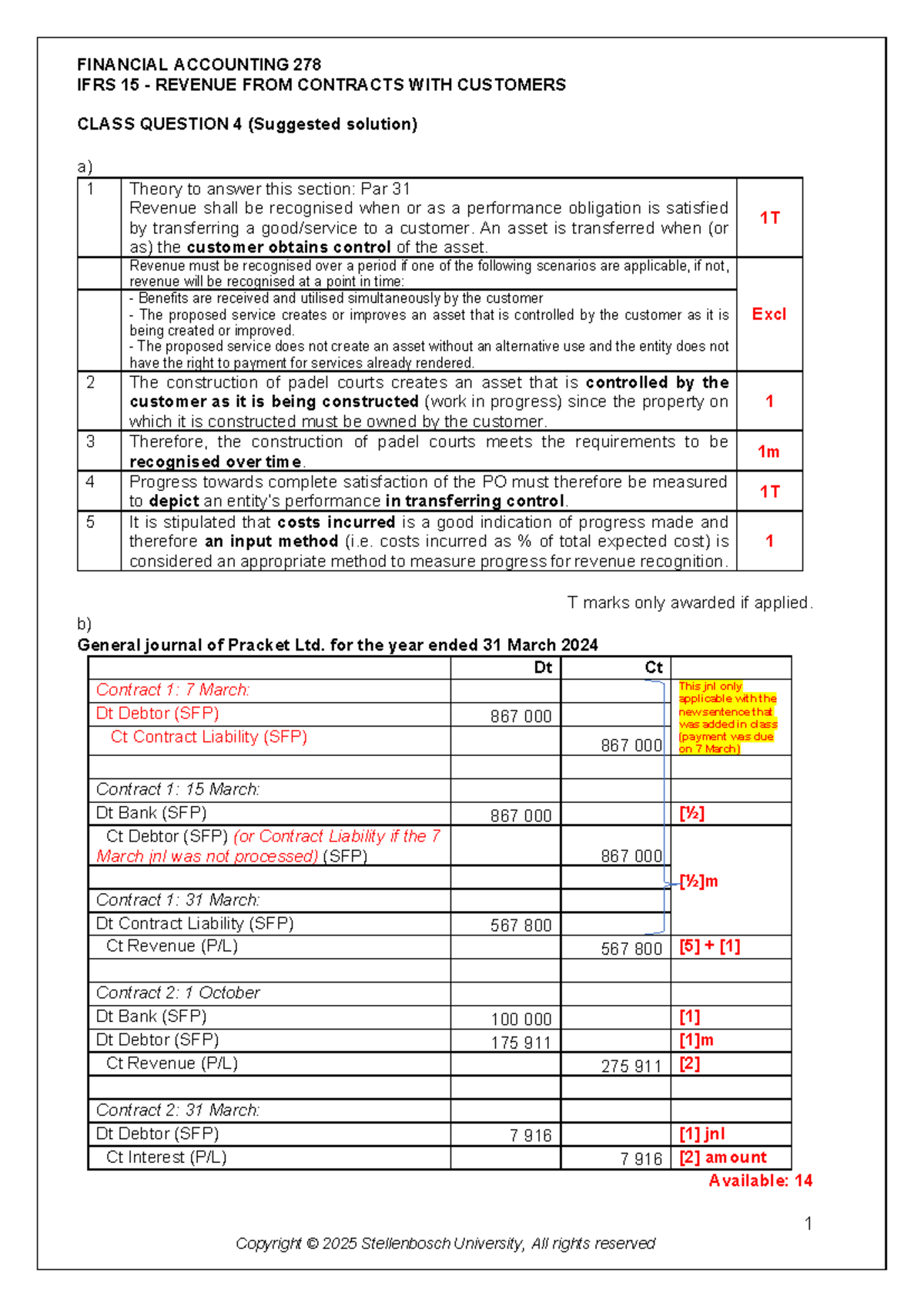 FINANCIAL ACCOUNTING 278 IFRS 15 REVENUE CLASS QUESTION 4 SOLUTION ...
