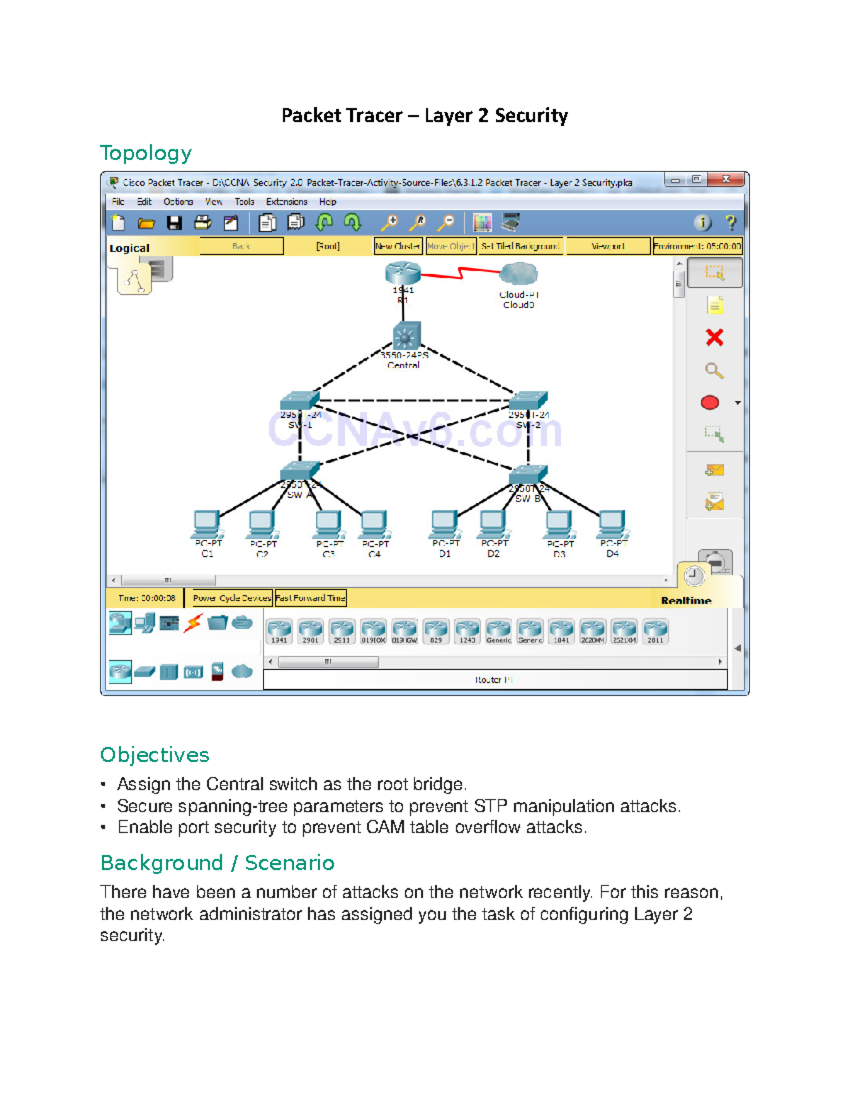 6.3.1.2 Packet Tracer – Layer 2 Security Answers - Packet Tracer – Layer 2 Security Topology ...