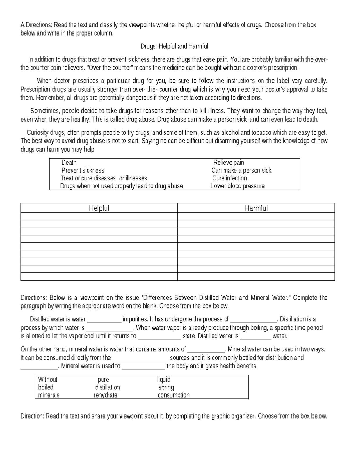 Activity sheet..point of view - A: Read the text and classify the ...