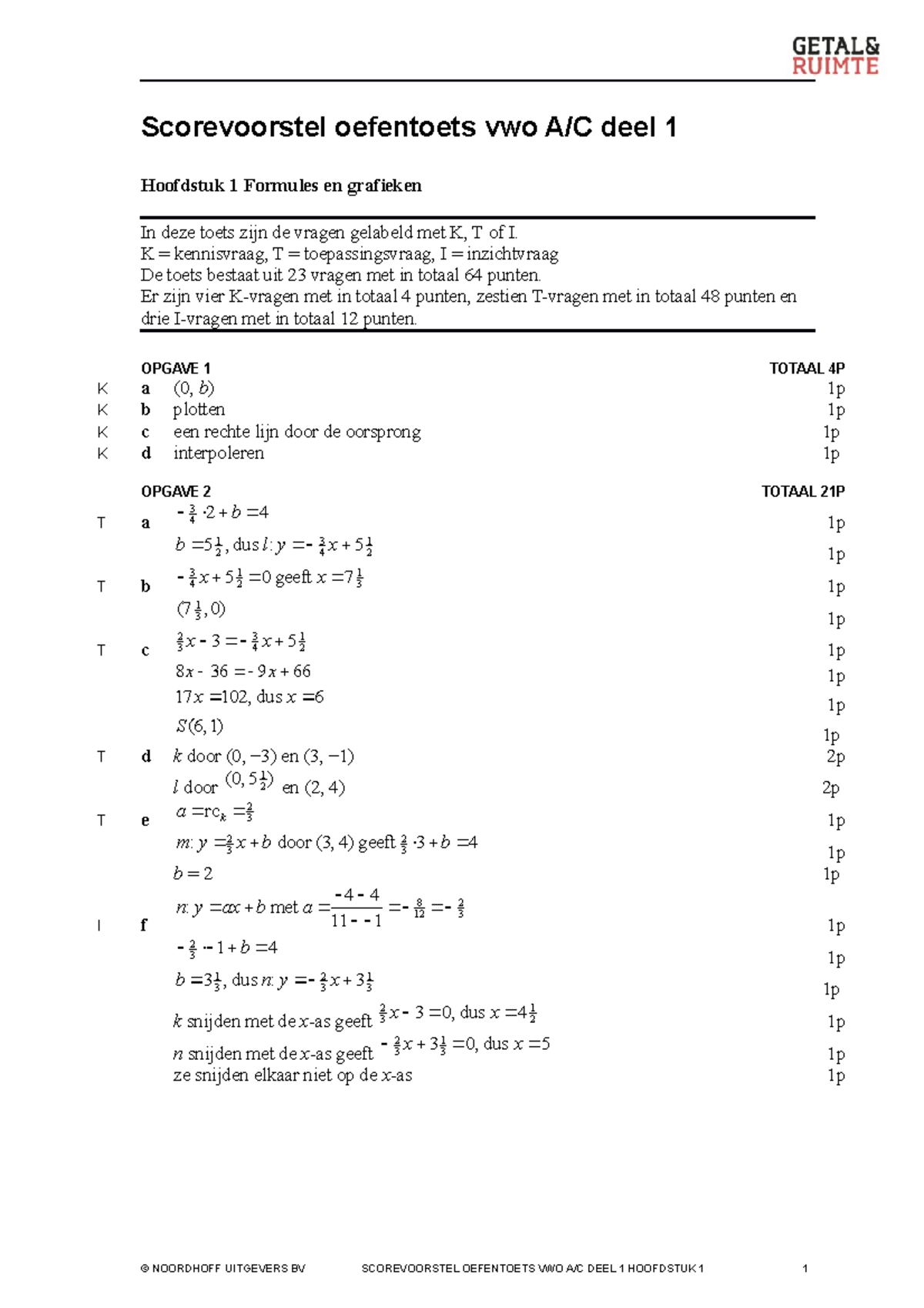 Wiskunde A H01 Oefentoets Uitleg en Oplossingen Hoofdstuk 1 - Studeersnel