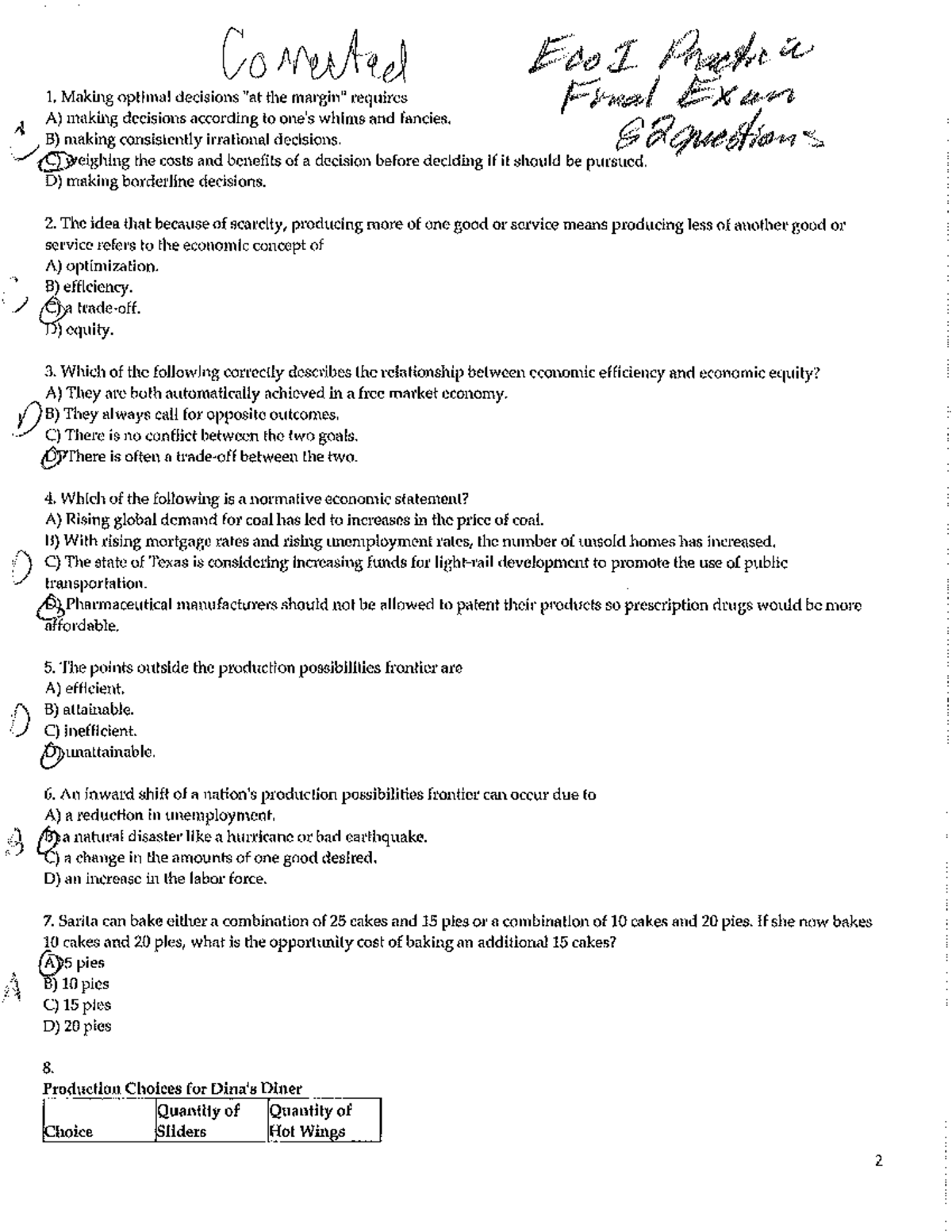 Eco 1 Practice Final Exam Answer Sheet - Connected Eoo I Practica 1 ...