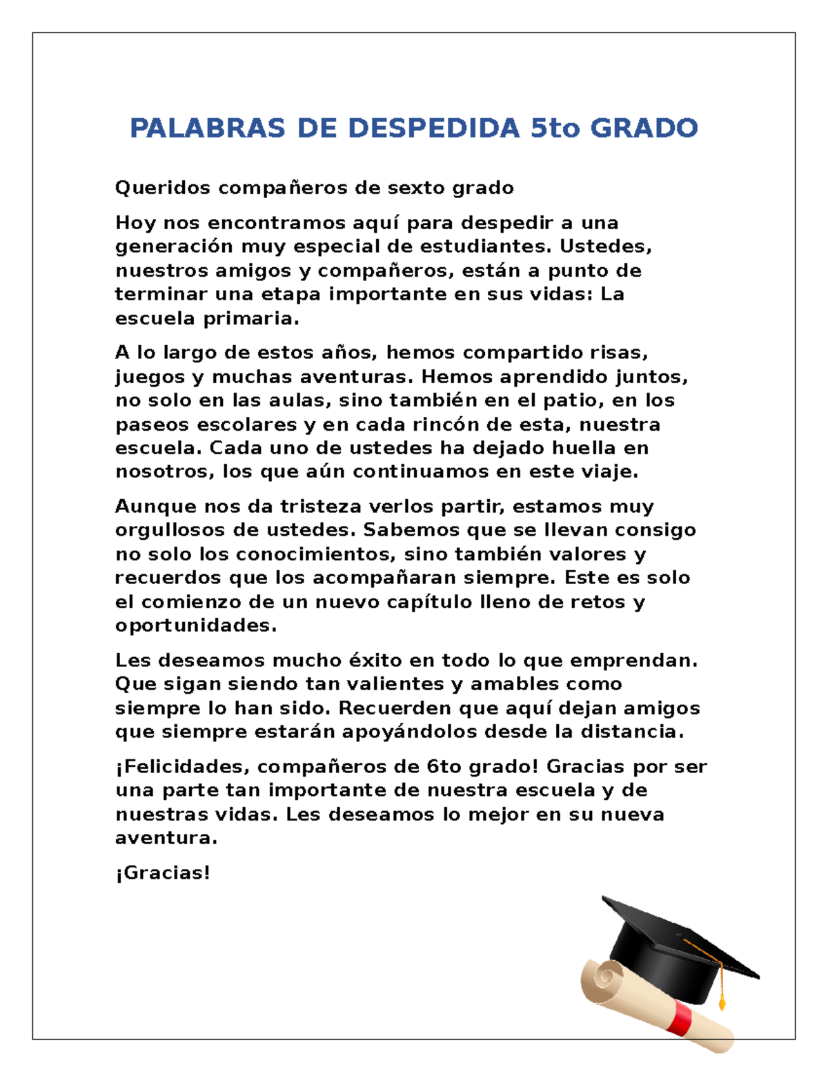 Discursos De Graduación De Quinto Grado 9 Discursos De Bienvenida A