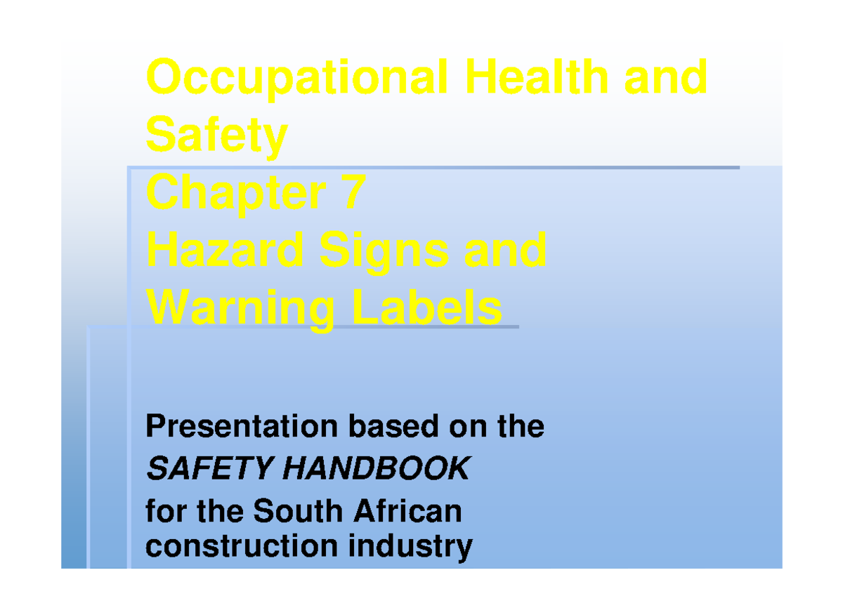 OHS 7: Hazard Signs & Warning Labels in Construction Safety - Studocu