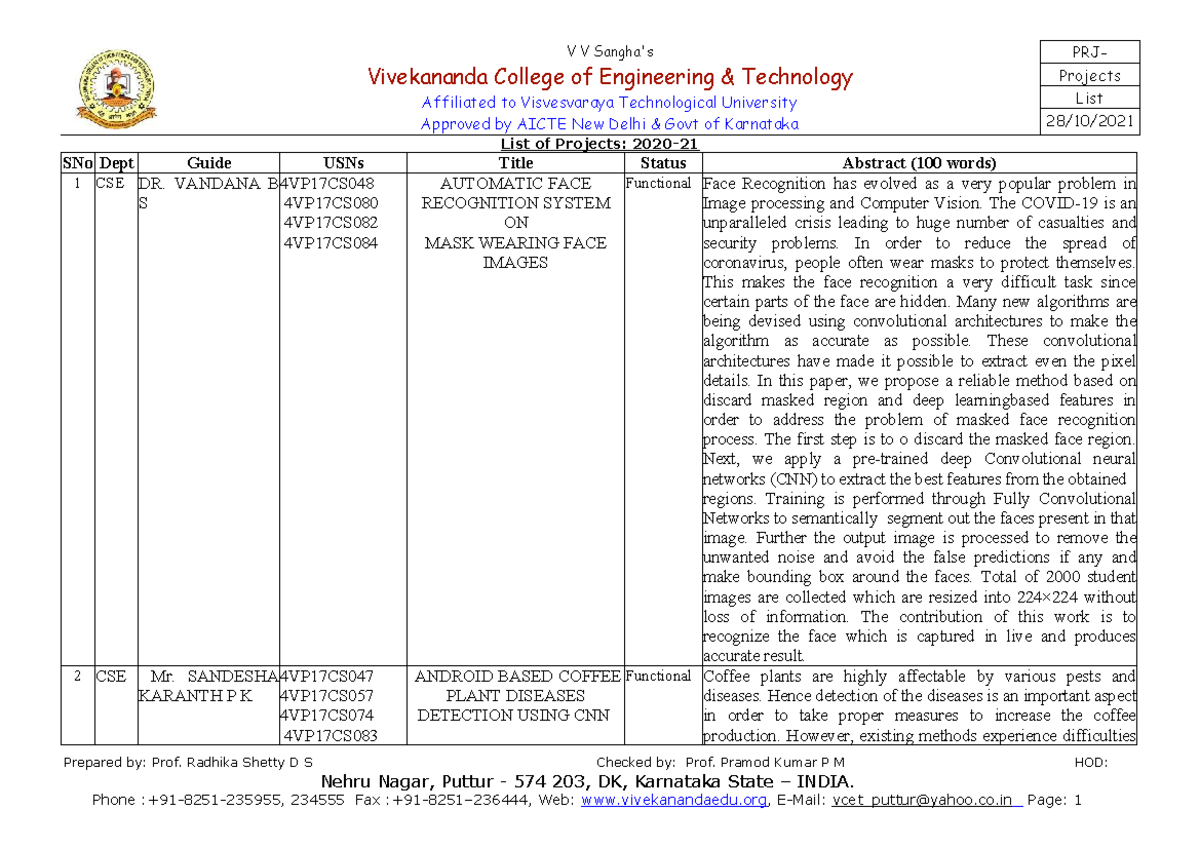 CSE PRJ Projects List 2020-2021: Innovations in AI & Machine Learning ...