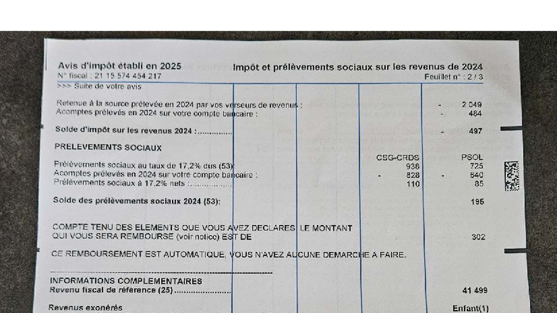 Avis Fiscal 2024: Impôts et Prélèvements Sociaux - 2025 - Studocu