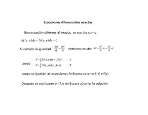 Formulario - Que onda - Ecuaciones Diferenciales Ordinarias I - dv dv Sadi-aSav. (arc Sdx-x+c ...
