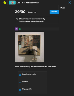 Sophia Art 1 milestone 1 - 1 CONCEPT → Art History and Other Disciplines 23 / 31 that's 74% ...