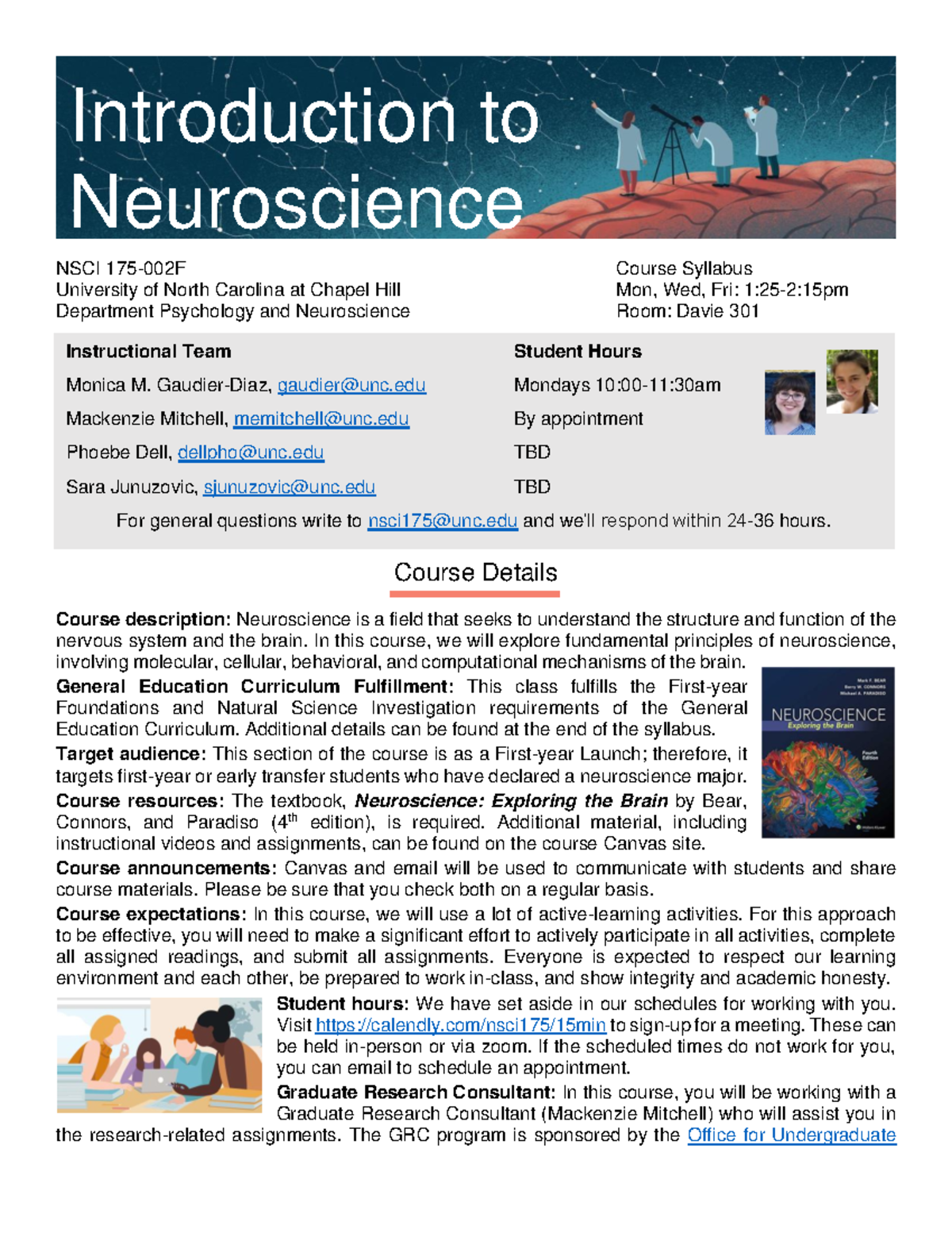 NSCI 175-002F FA23 - Introduction to Neuroscience Syllabus - Studocu
