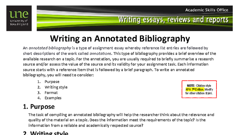 Annotated Bibliography Guide: Writing Tips & APA 7th Edition - Studocu