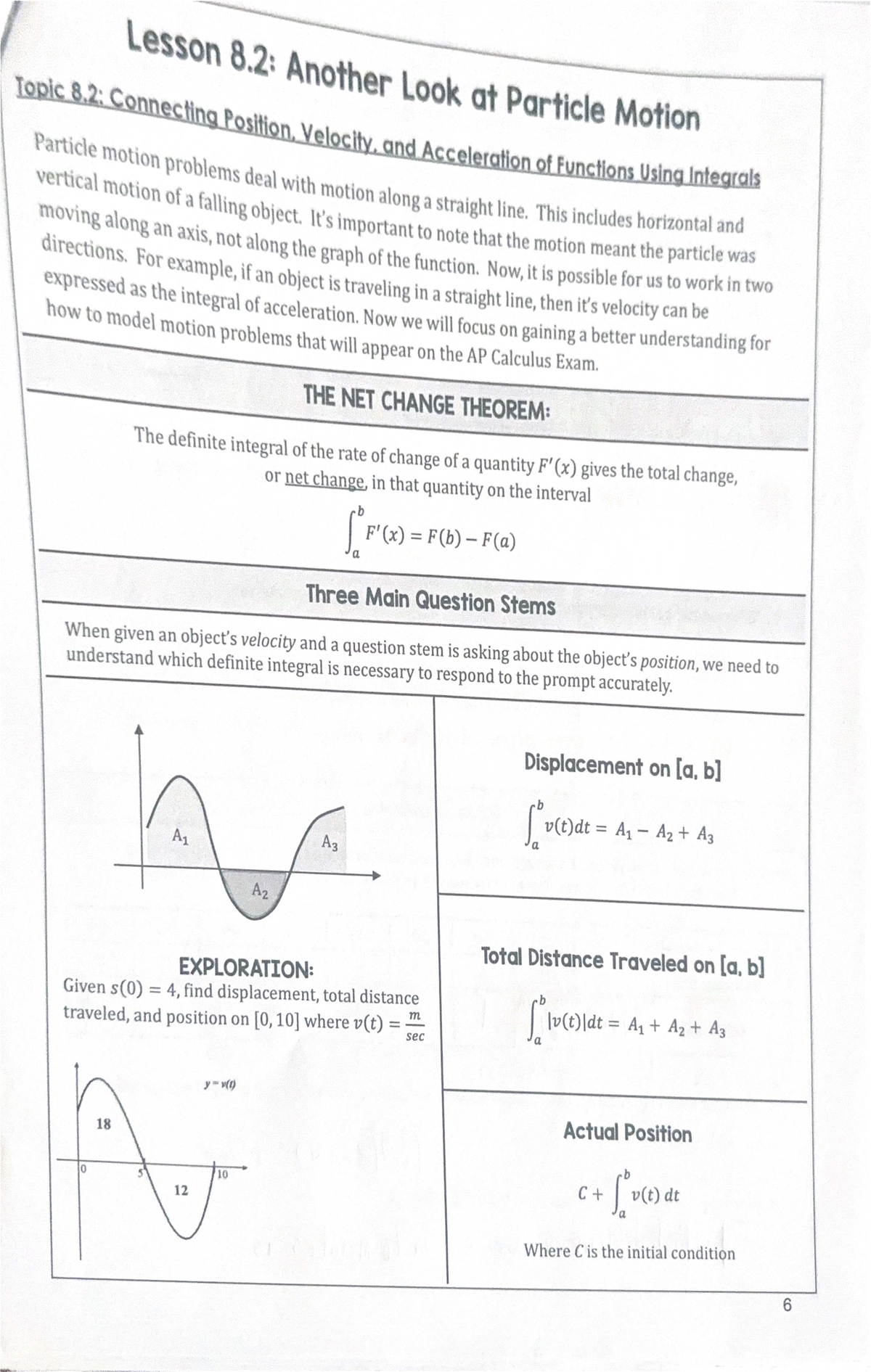 Lesson 8.2: Particle Motion - Position, Velocity, and Acceleration ...
