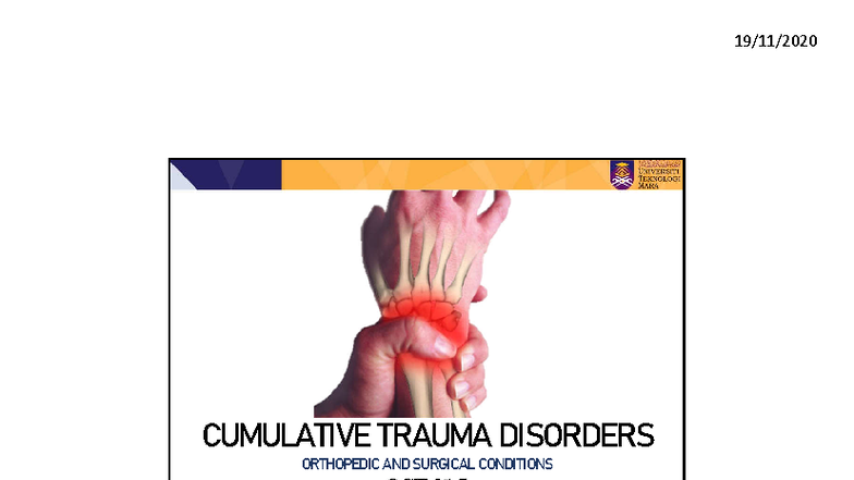 Cumulative Trauma Disorders: CTS, Trigger Fingers & Tennis Elbow ...