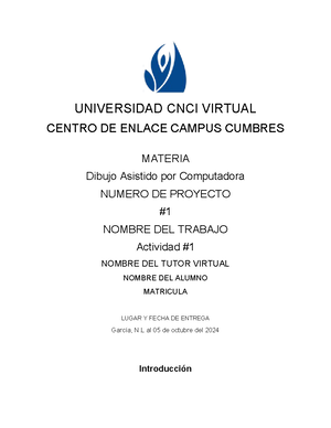 Proyecto Integrador Dibujo asistido por computadora - UNIVERSIDAD CNCI VIRTUAL CENTRO DE ENLACE ...