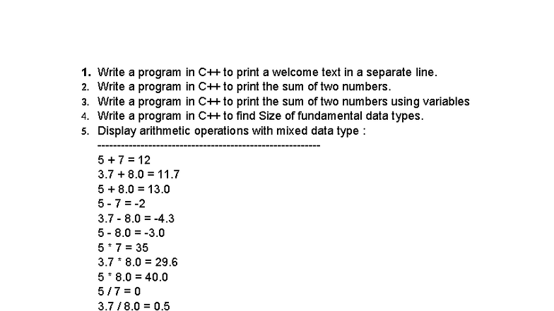 CPP-2 - Programming Basics: Welcome Text, Arithmetic Ops & Data Types ...