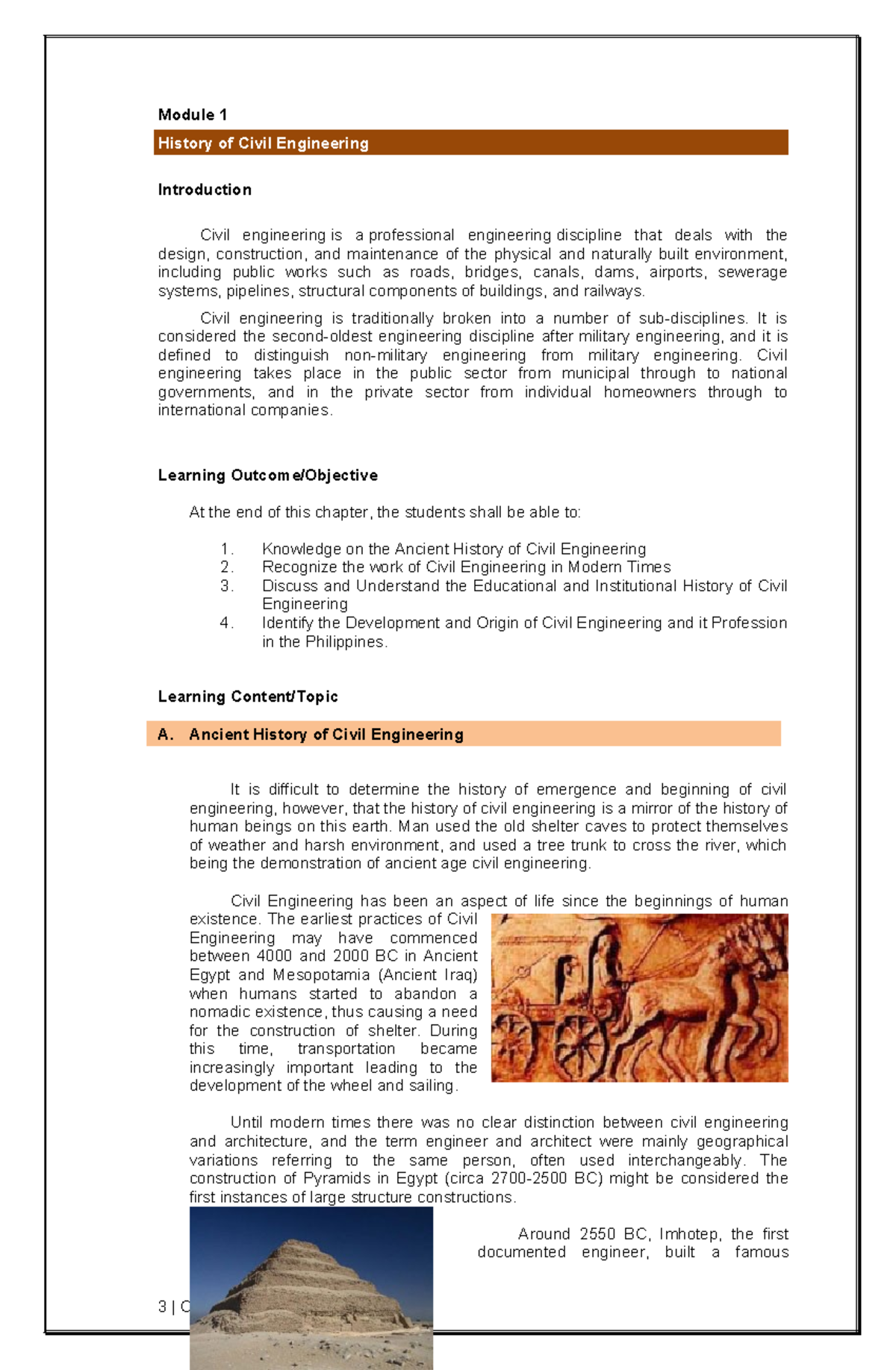 CE-401: Module 1 - History of Civil Engineering Overview - Studocu