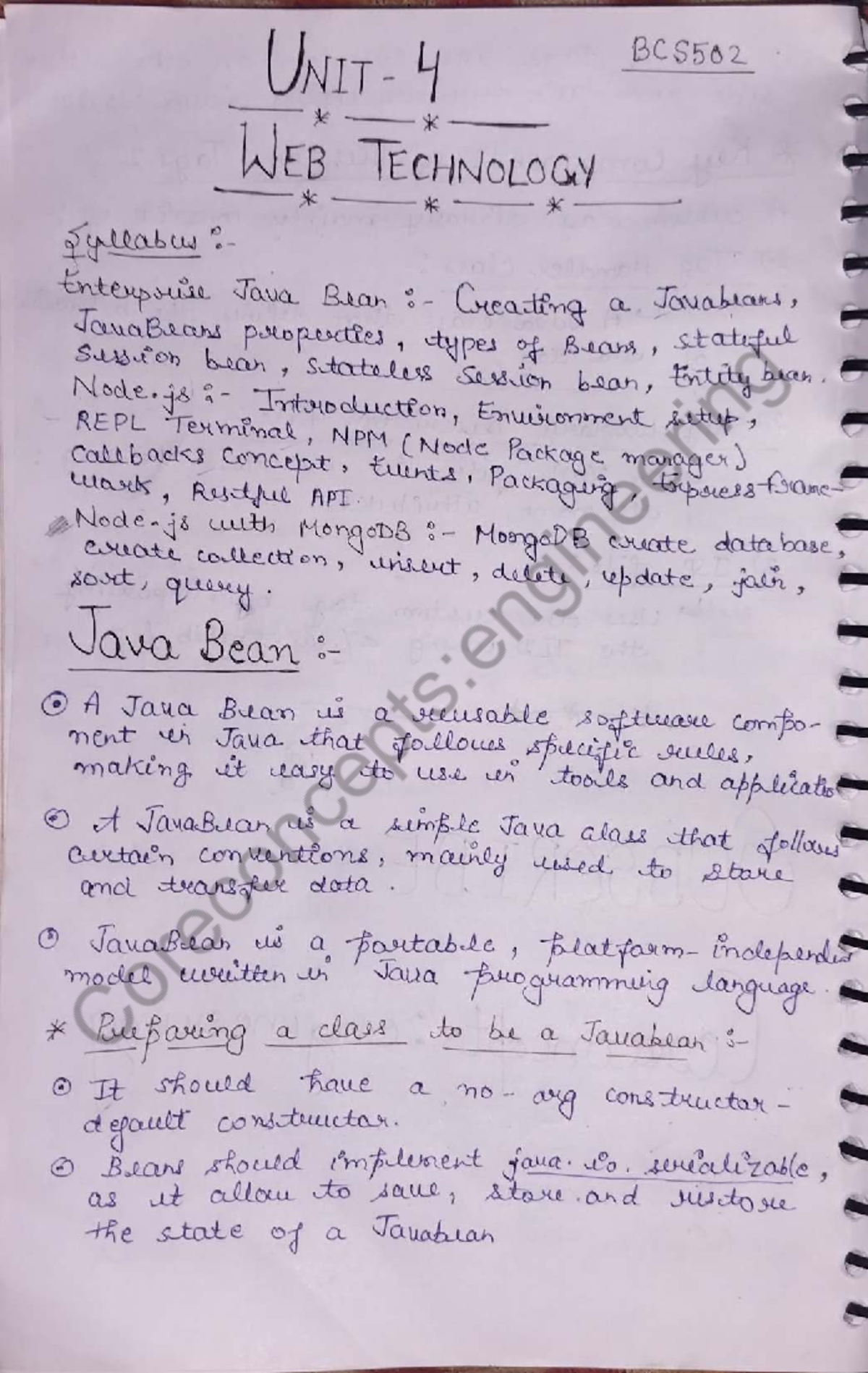 Unit 4 BCS502 Web Technology: Enterprise JavaBeans & Node.js Overview ...