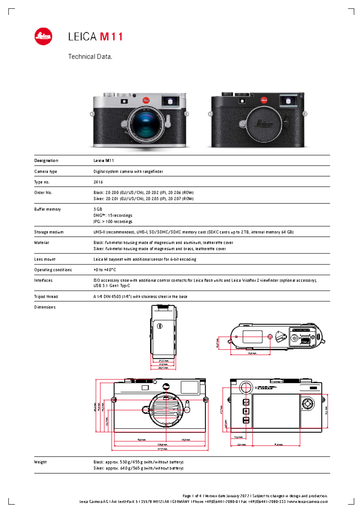 LEICA M11 Technical Specifications and Features Overview - Studocu