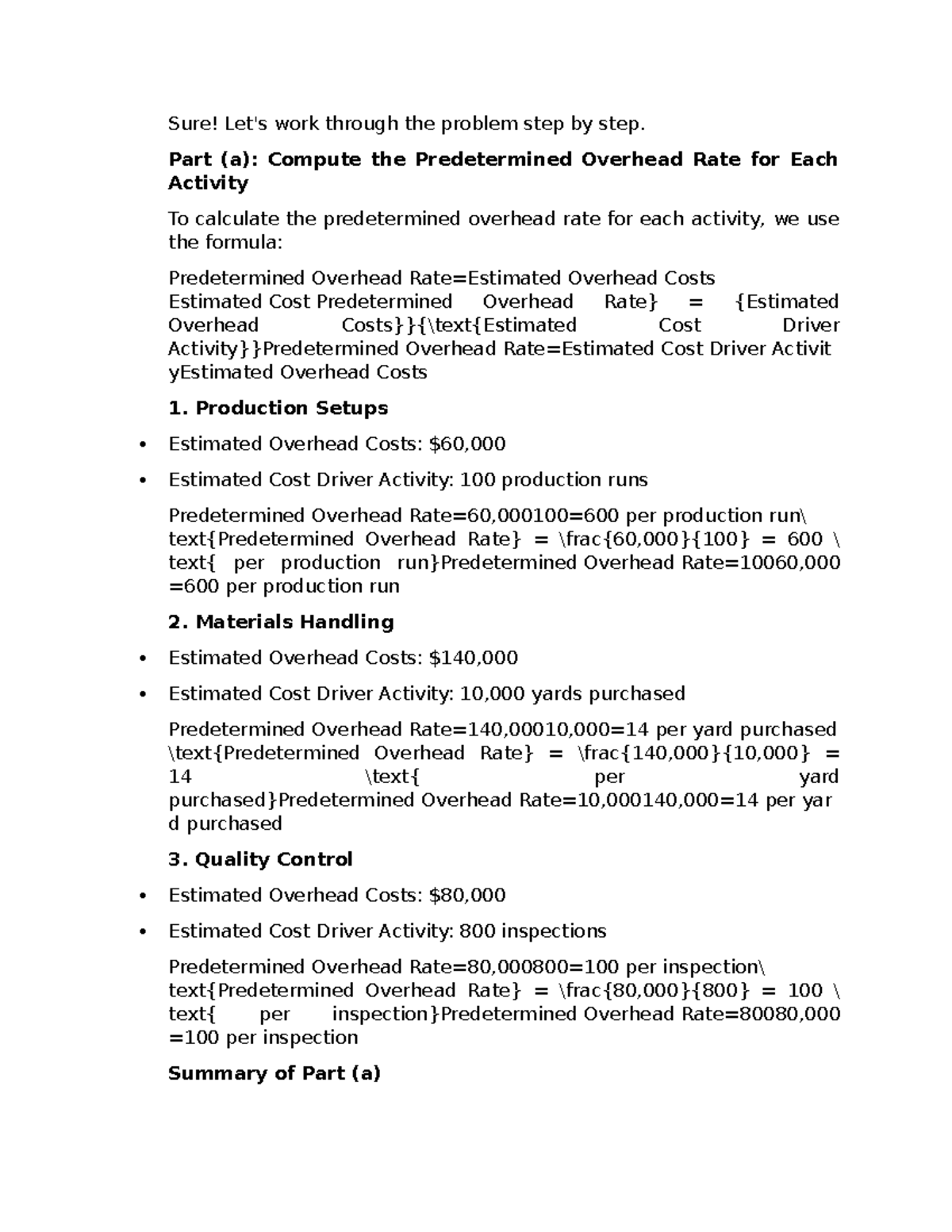 Predetermined Overhead Rate Calculation for Activity-Based Costing ...