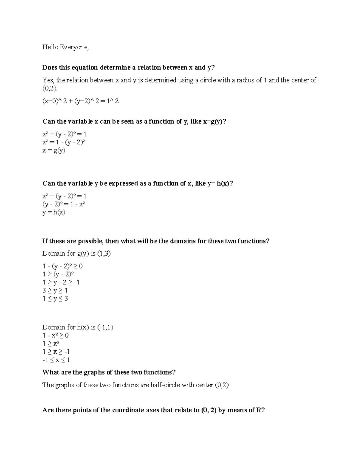 MATH 1201 Discussion Forum Insights on Circle Relations and Functions ...