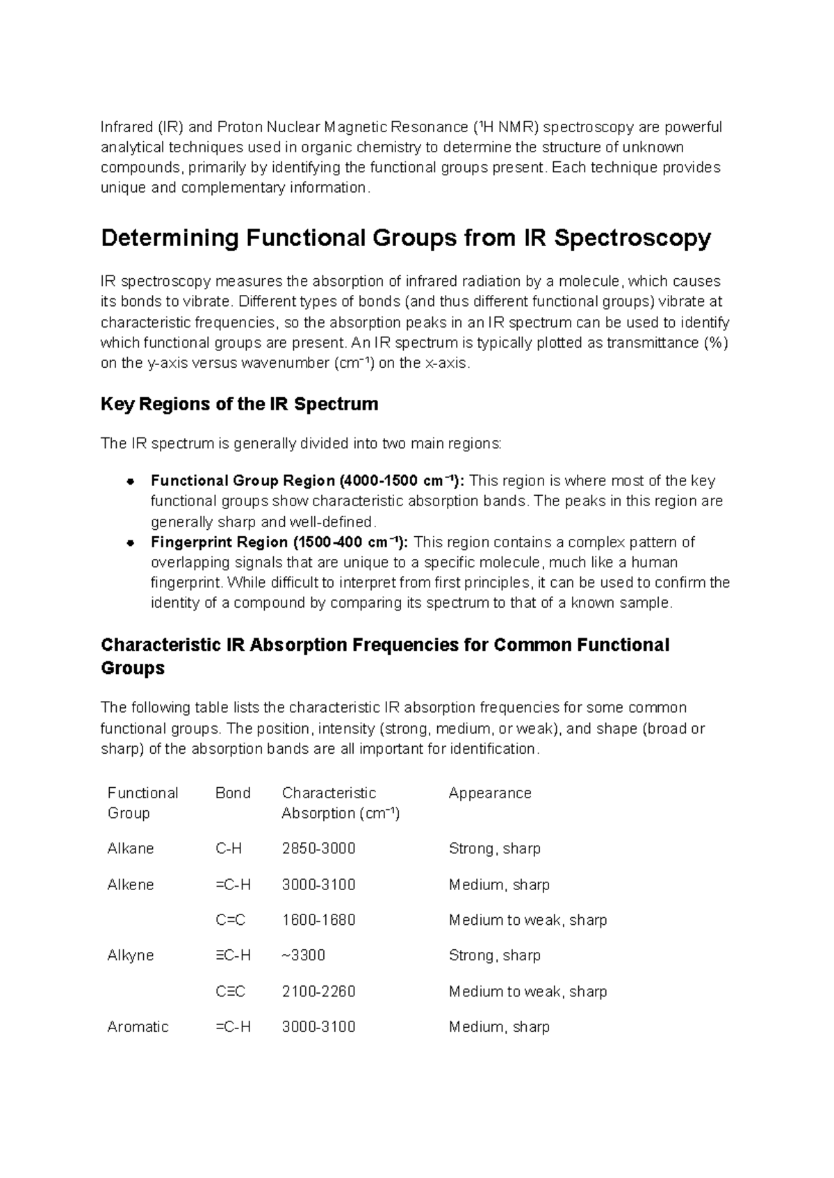 Organic Chemistry Lecture Notes: IR & ¹H NMR Spectroscopy Analysis ...
