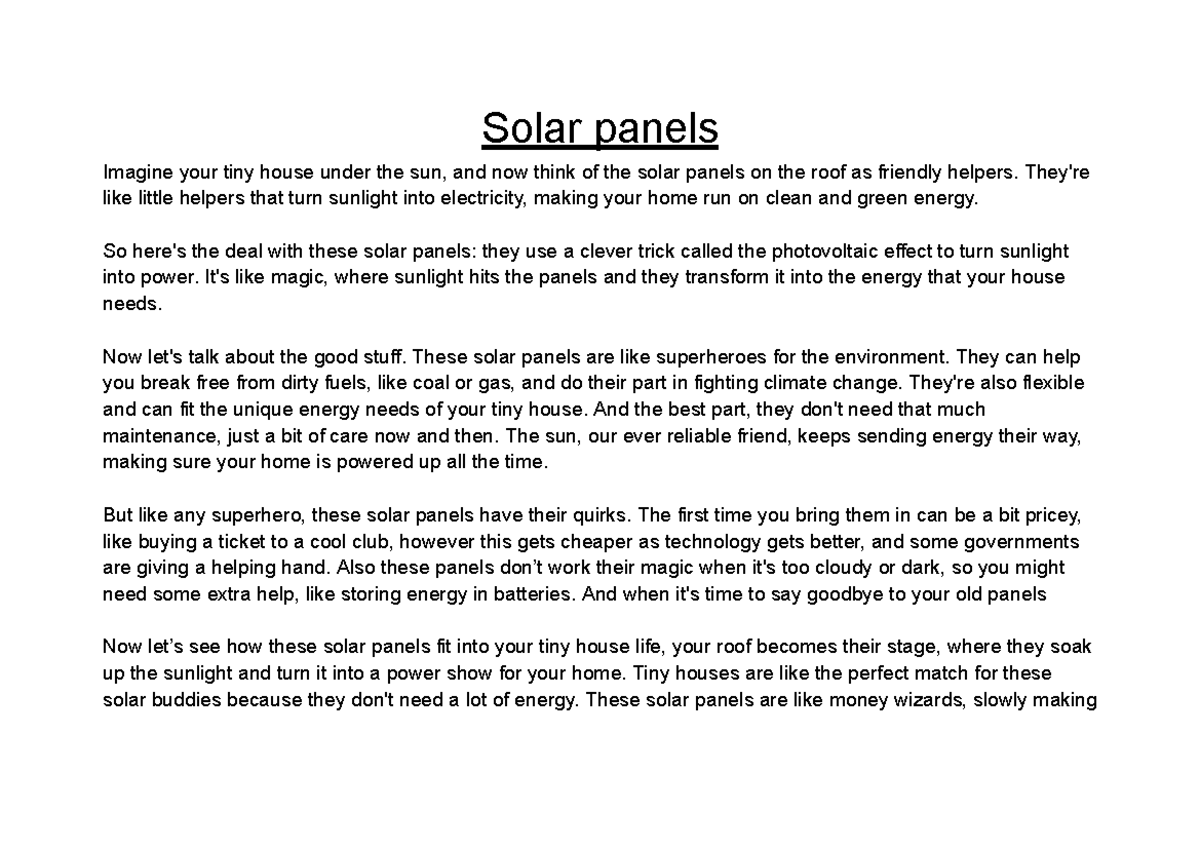 Solar Panels & Window Placement: Tiny House Energy Solutions - Studocu