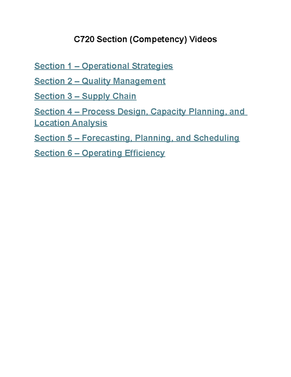 C720 Competency Videos - C 720 - C720 Section (Competency) Videos ...