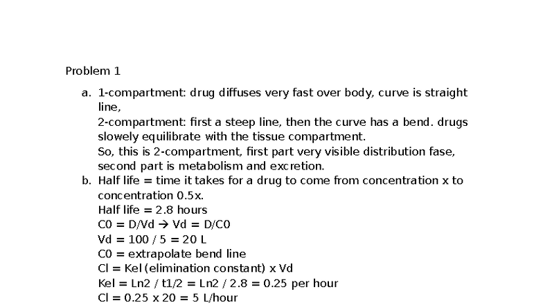 Pharma Tutorial: Drug Distribution & Clearance Analysis (PHAR 101 ...