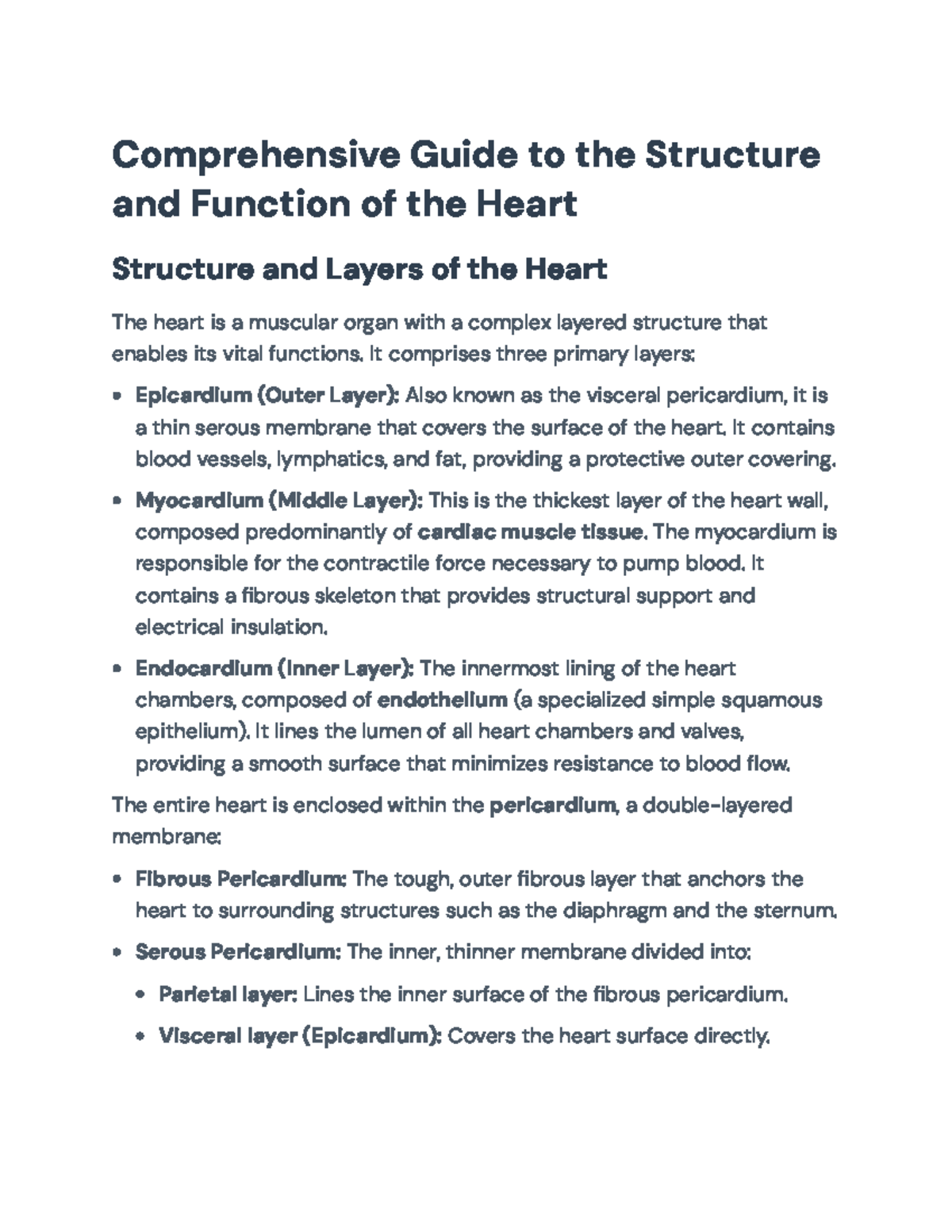 Comprehensive Overview of Heart Structure & Function (BIO101) - Studocu