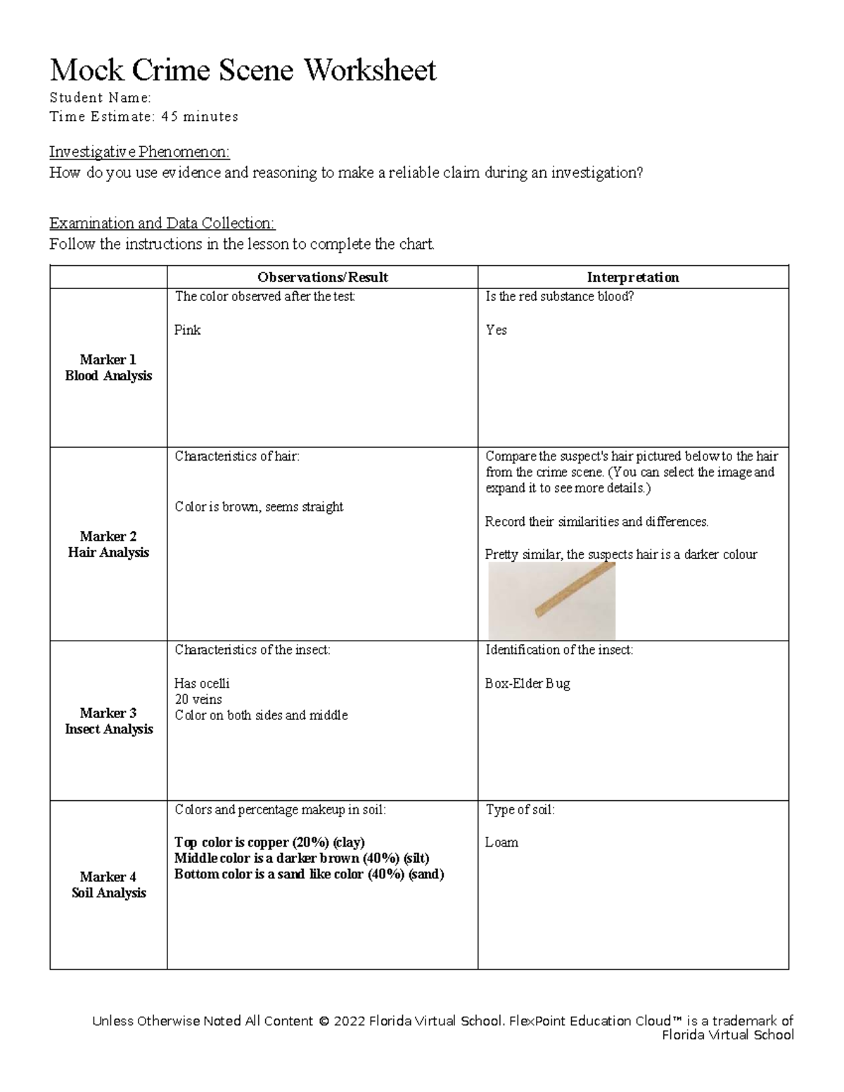 02 07 mock crime scene worksheet K W - Mock Crime Scene Worksheet ...