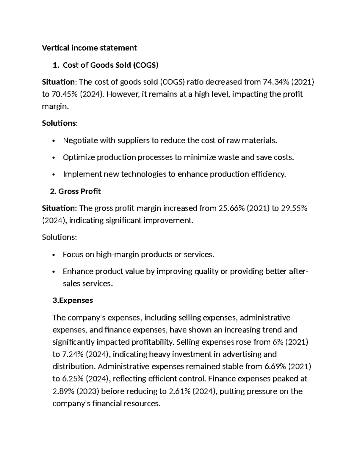 Vertical Income Statement Analysis: COGS, Profit, and Financial Health ...