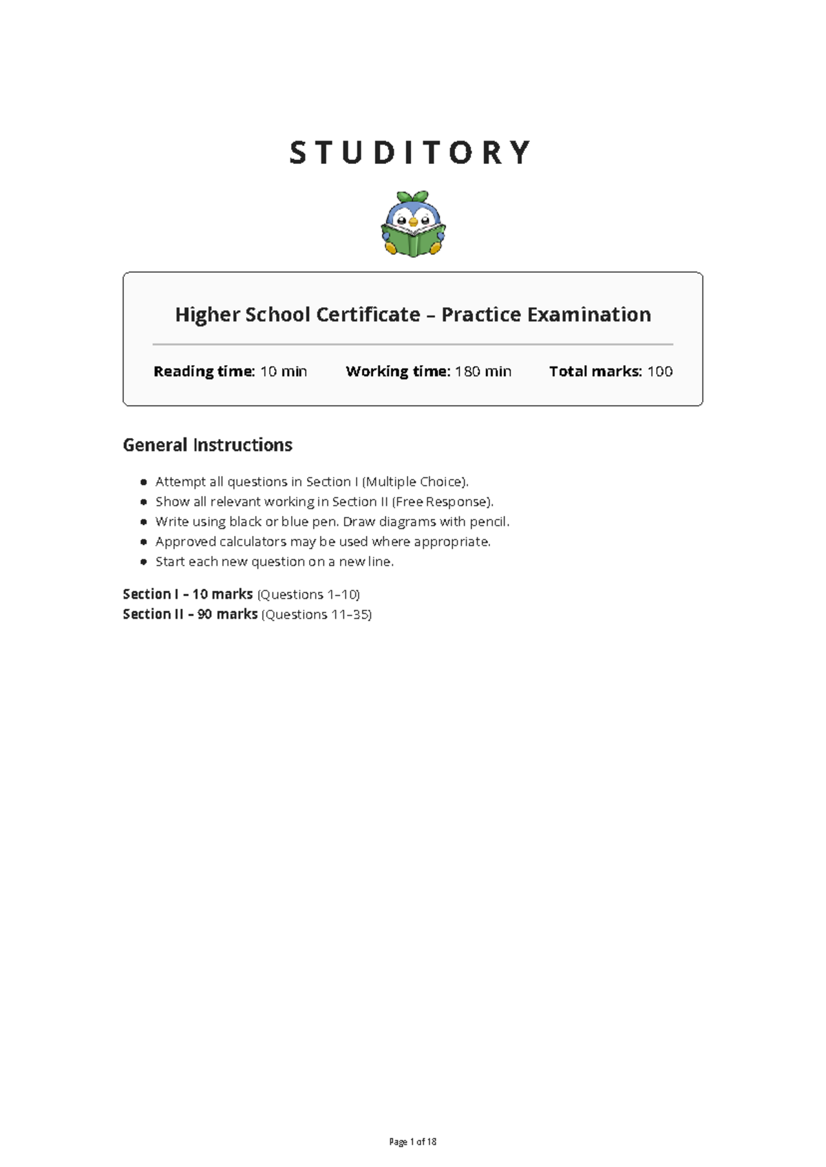 HSC Economics Practice Exam: Multiple Choice & Free Response - Studocu
