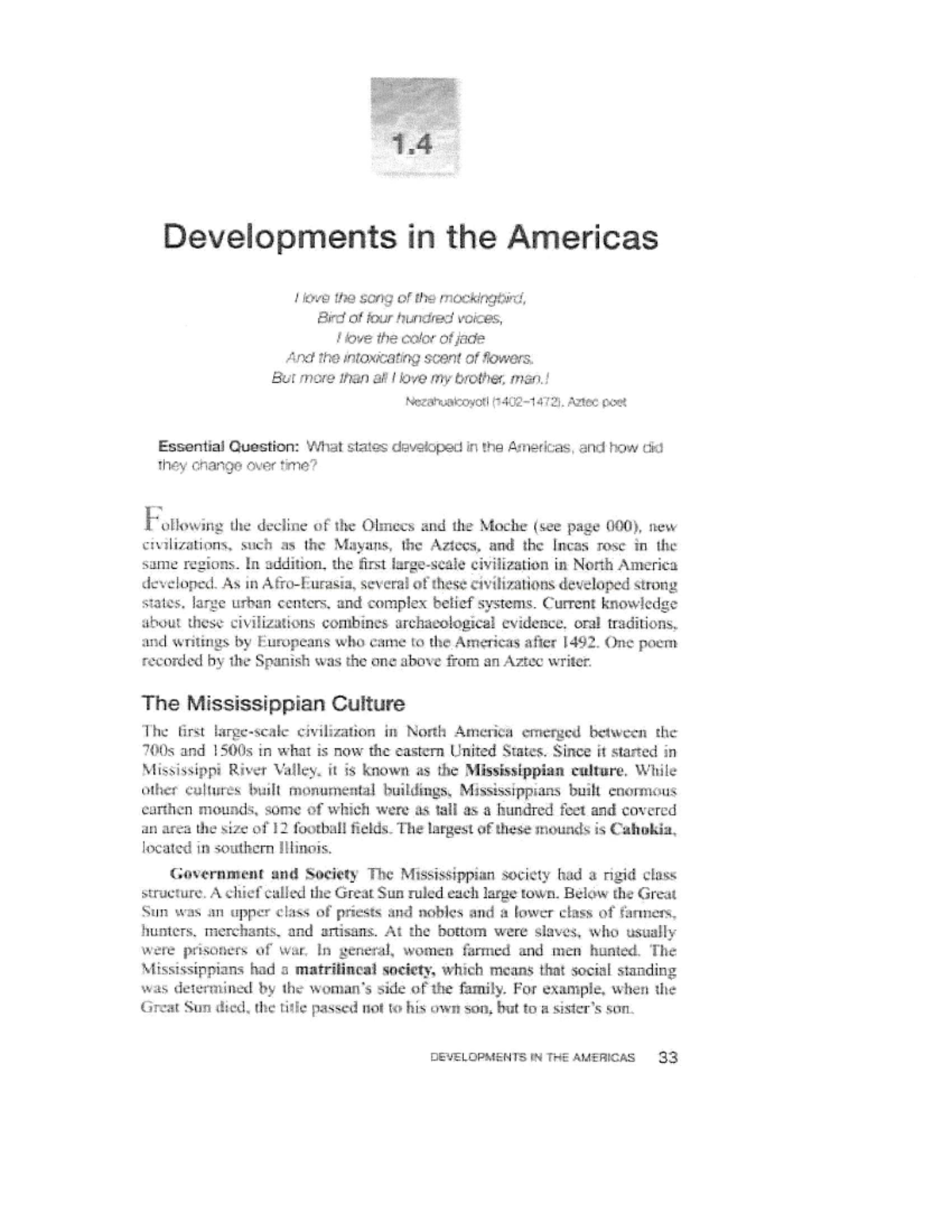 1.4 Developments in the Americas: Civilizations and Their Changes - Studocu