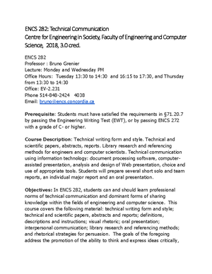 ENCS 282 - Concordia - Technical Writing and Communication - Studocu
