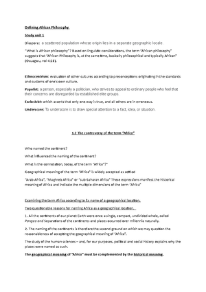 PLS1502 - Unisa - Introduction To African Philosophy - Studocu