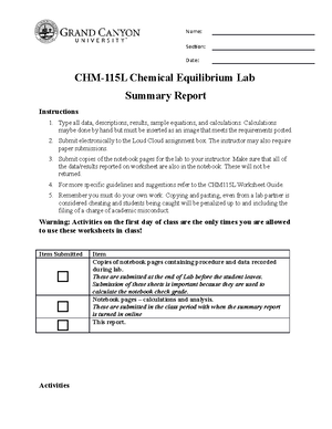 CHEM115 LAB Report Formal, Chemical Kinetics - Sydney Bouchér Grand ...