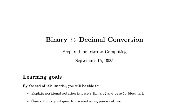 Base Conversion Practice for Intro to Computing (COMP101) - Studocu
