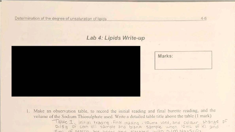 Lab 4: Determining Degree of Unsaturation in Lipids - Studocu
