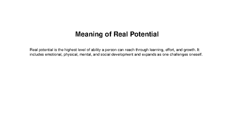 Revised Meaning of Real Potential: Strategies for Growth and Success ...