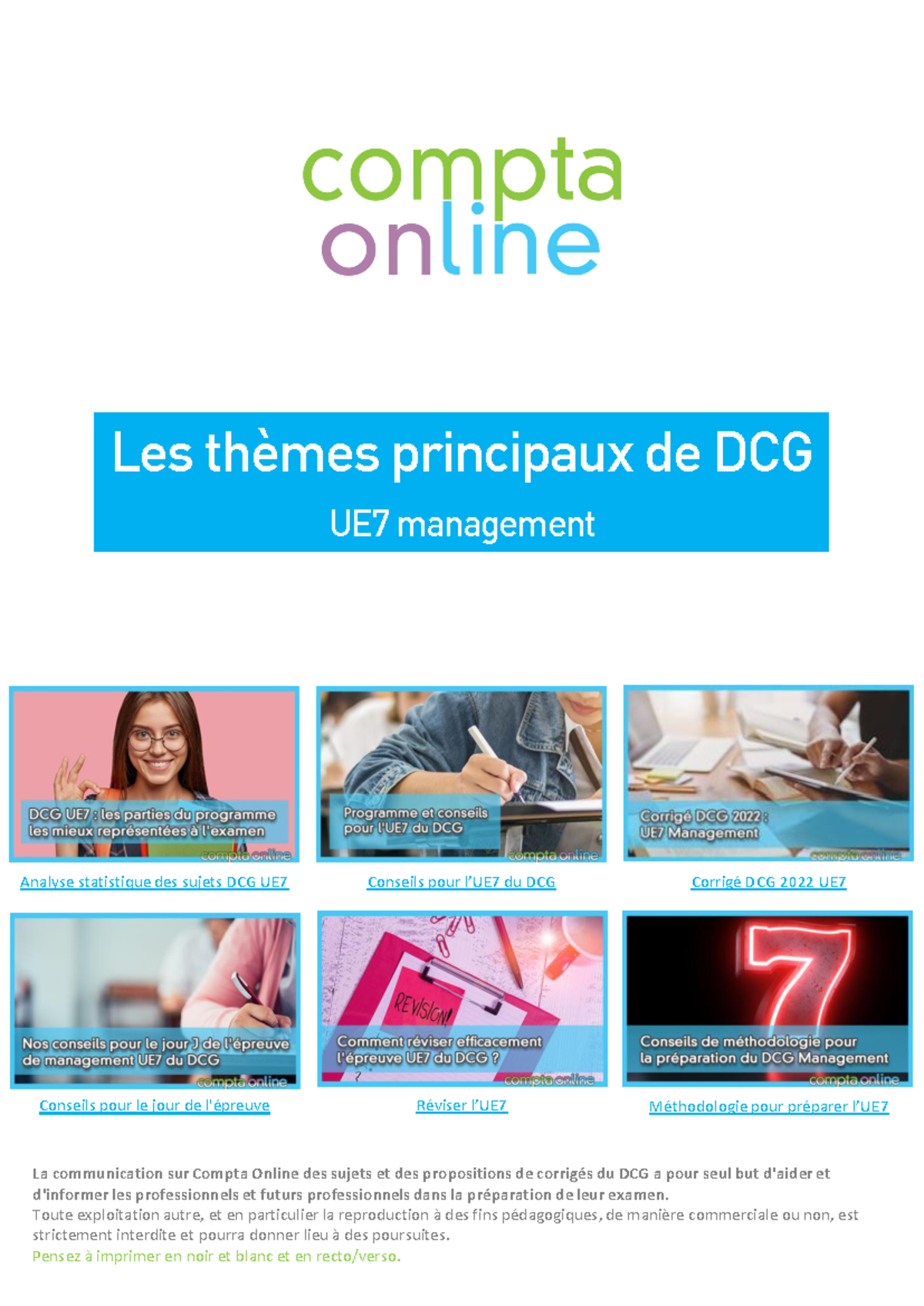 Analyse sujets dcg ue7 themes 2023 - Conseils pour le jour de l'épreuve ...