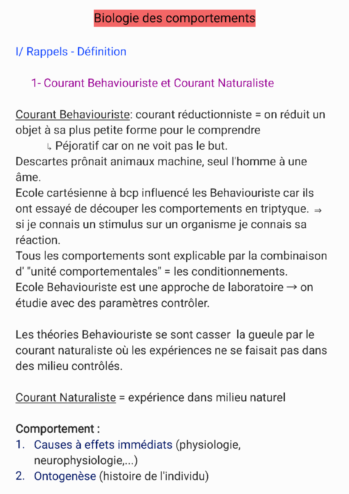 Biologie des Comportements : Rappels sur les Courants Behavioriste et ...