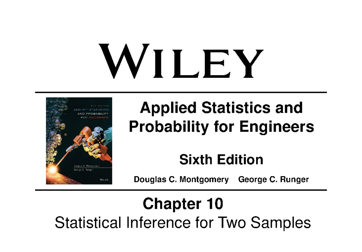 Applied Statistics and Probability for Engineers (ENGR 123) - Chapter ...