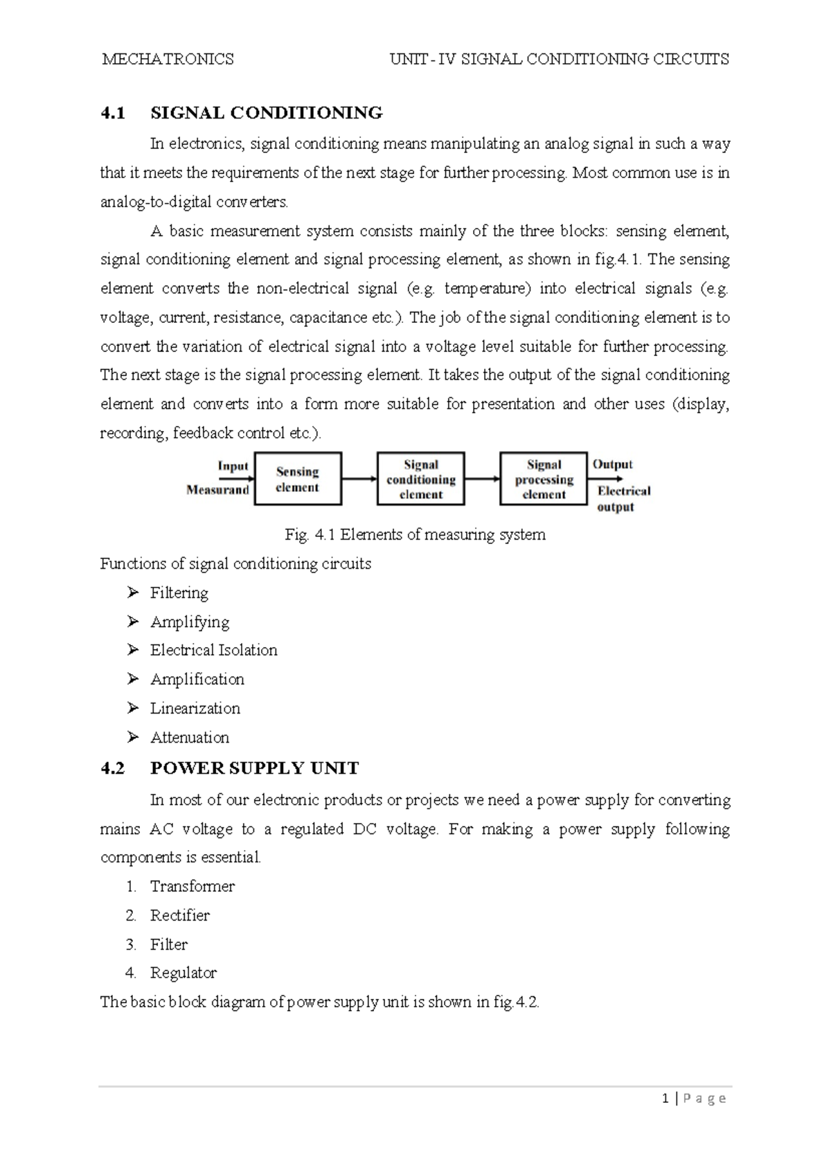Signal Conditioning Circuits and Power Supply Basics - Part 1 - Studocu