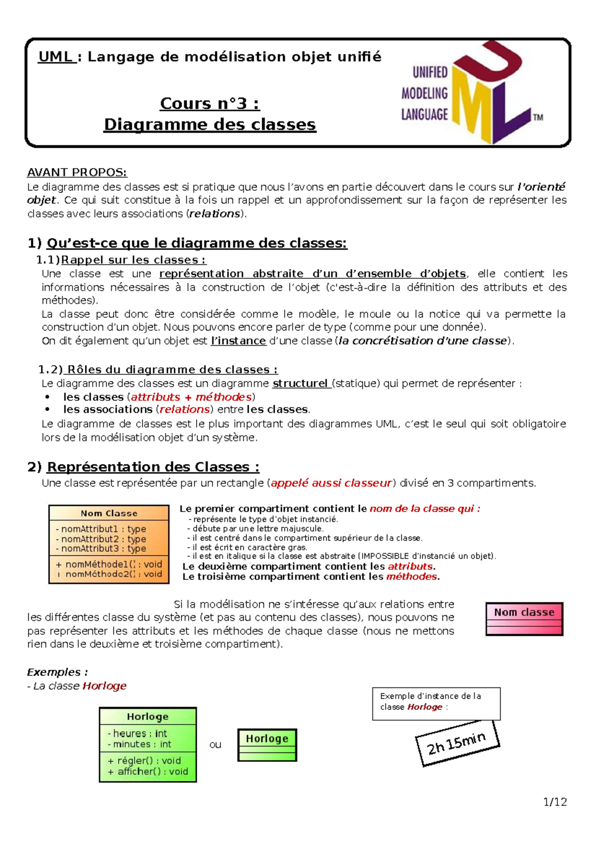 Cours UML 3 : Diagramme des Classes et Modélisation Objet - Studocu