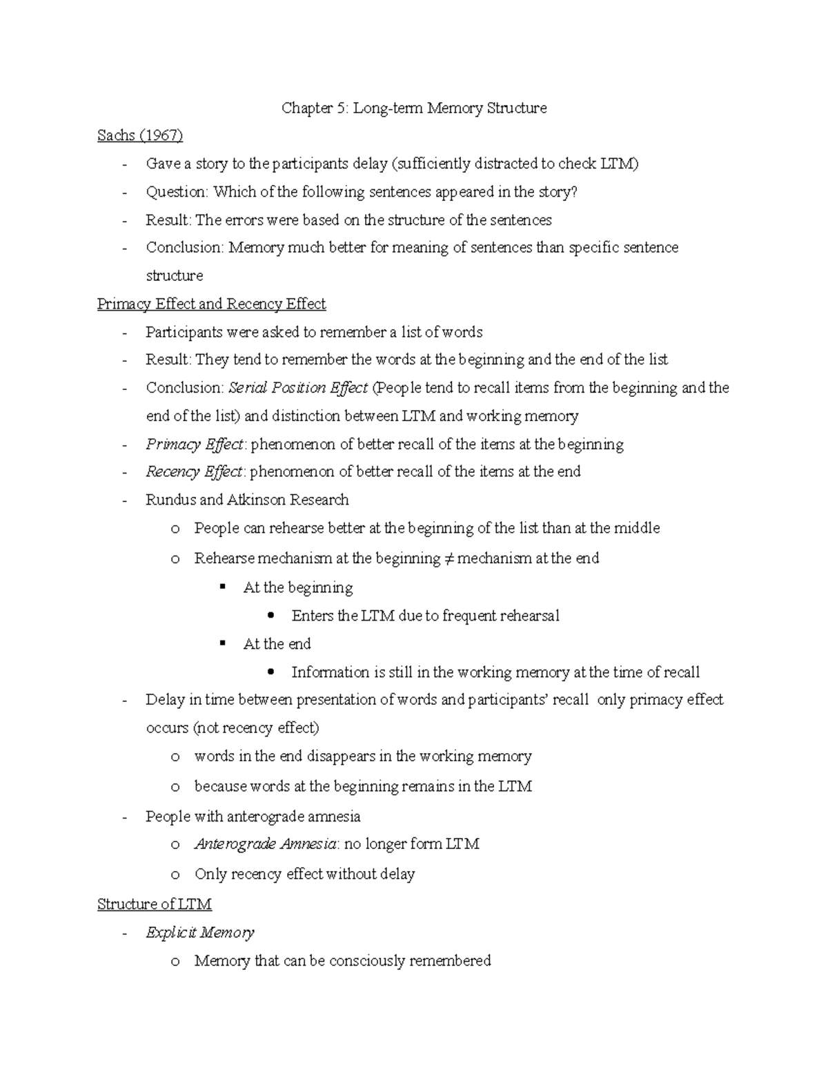 Chapter 5: Long-Term Memory Structure and Processes in Psychology - Studocu