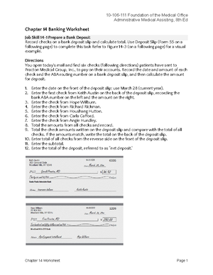 Chapter 13 Worksheet Christianson - Administrative Medical Assisting ...